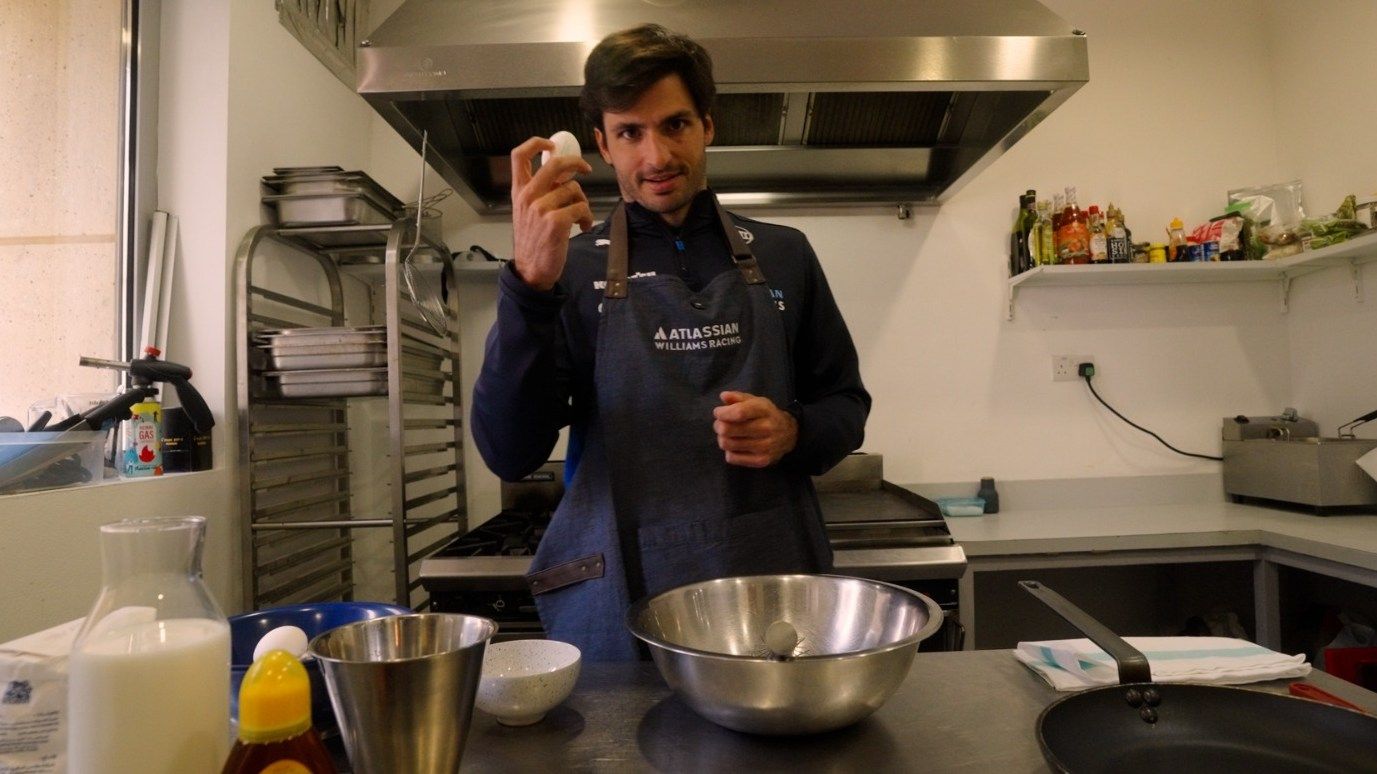 WATCH: Cooking with Carlos Sainz - Pancake Edition | Atlassian Williams ...