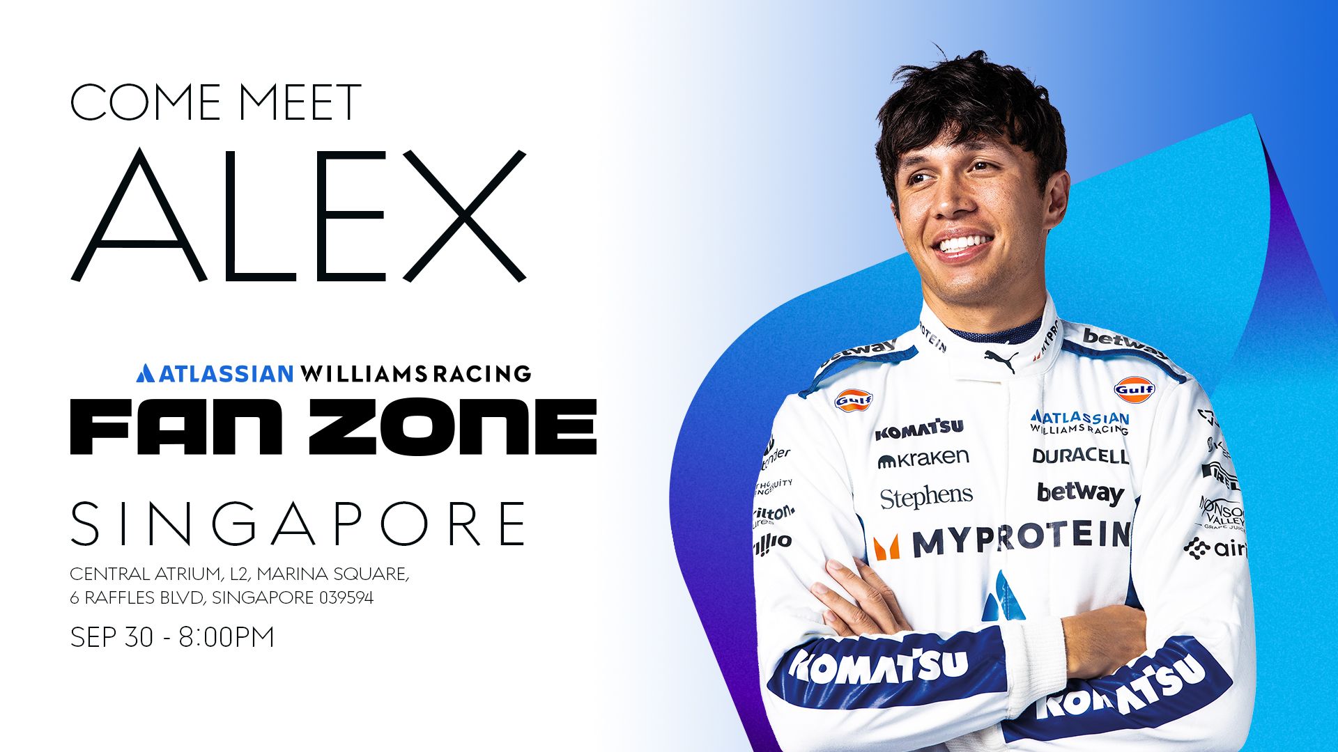 Confirmed Atlassian Williams Racing Singapore Fan Zone 2025 Q&A timings ...